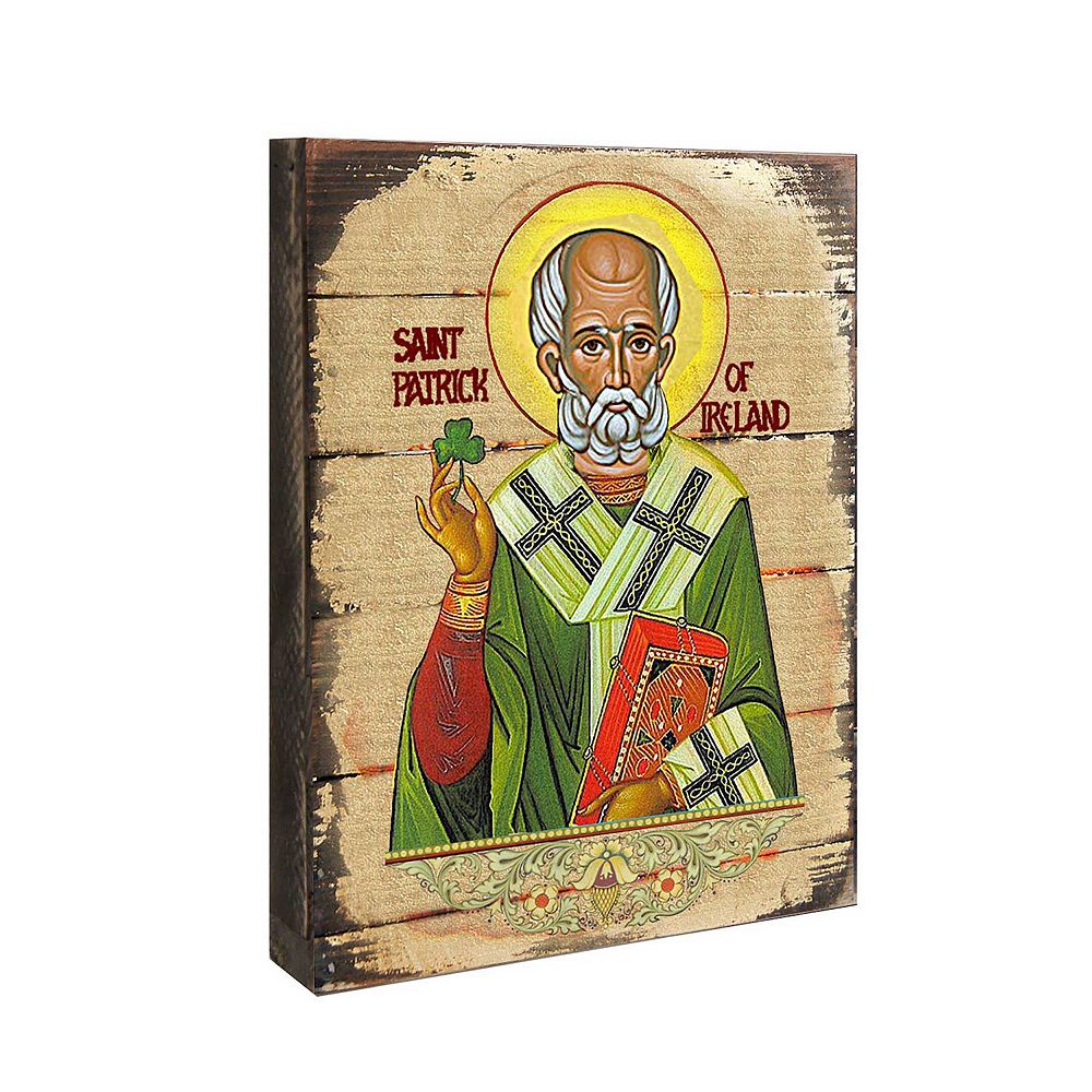 G.Debrekht Saint Patrick Wooden Gold Plated Religious Christian Sacred ...
