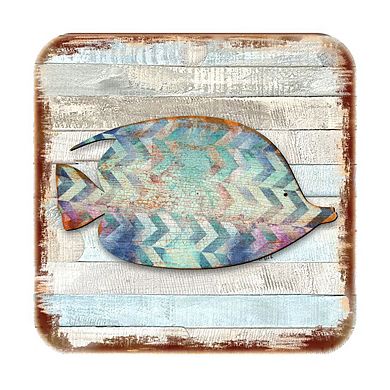 Tropical Fish Coastal Wooden Cork Coasters Gift Set of 4 by Nature Wonders