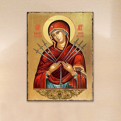 G.Debrekht Virgin Mary of the Seven Swords Wooden Gold Plated Religious ...
