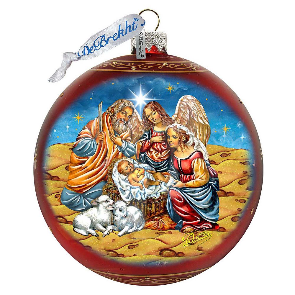 Regal Nativity Lg Glass Ornament in Red by G.Debrekht