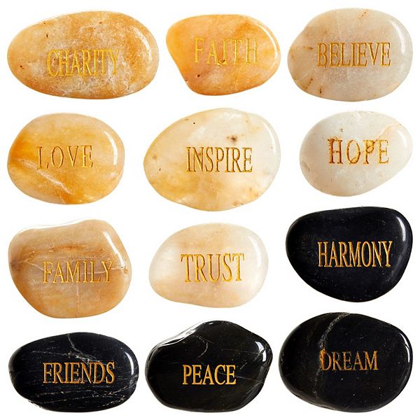 12-pack Inspirational Rocks With Words - Spiritual Prayer Stones