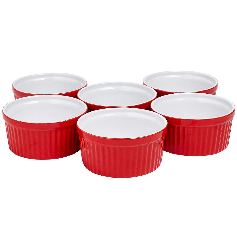 8 Oz Red Ceramic Ramekin Set Of 6, 8 Ounces Red Ramekins Perfect Baking ...