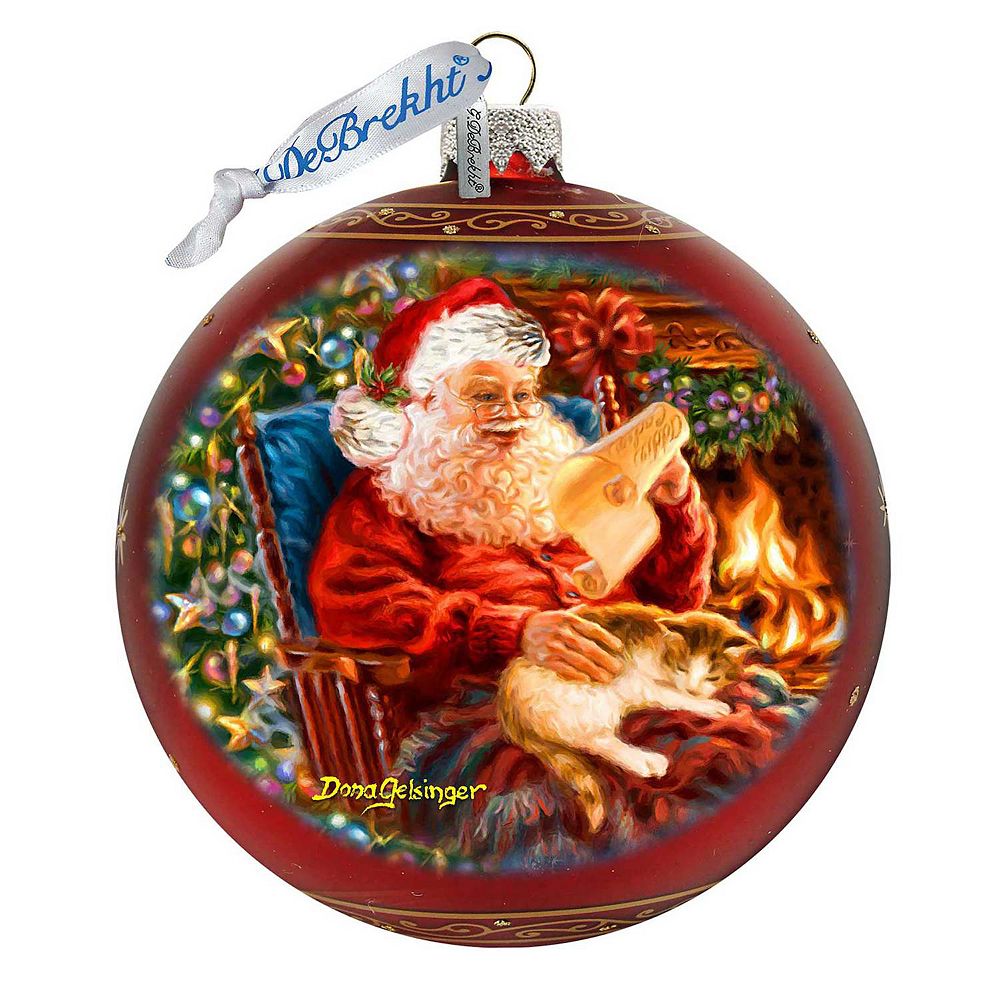 House Warming Santa Lg Glass Ornament in Red by Gelsinger