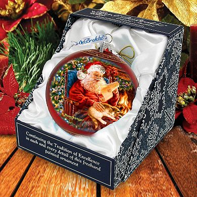 House Warming Santa Lg Glass Ornament in Red by Gelsinger