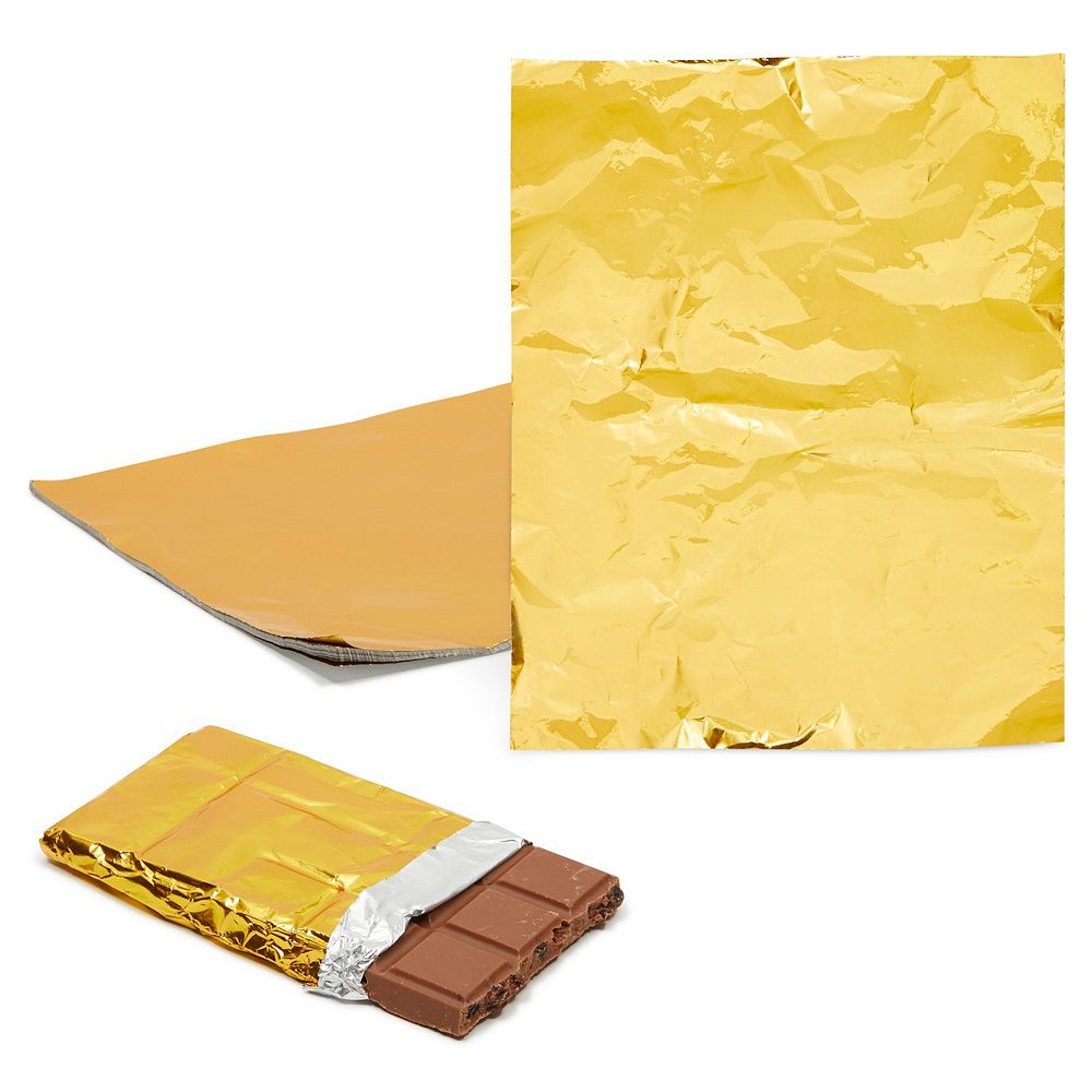 100 Sheets Gold Chocolate Bar Foil for DIY Caramels, Sweets, 6 x 7.5 In