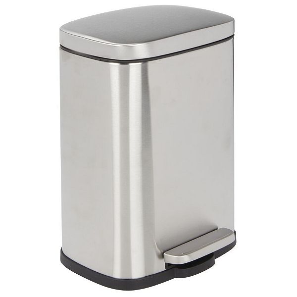 mDesign Stainless Steel Rectangular 1.3 Gallon Step Trash Can, Lid ...