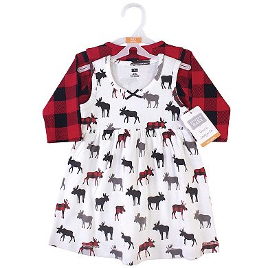 Hudson Baby Infant and Toddler Girl Cotton Dress and Cardigan 2pc Set ...