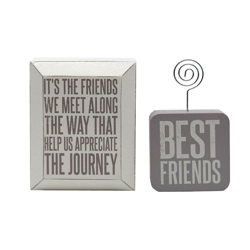 "Best Friends" Clever Caption Box & Photo Clip Table Top Decor Set