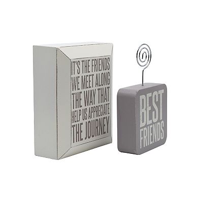 "Best Friends" Clever Caption Box & Photo Clip Table Top Decor Set