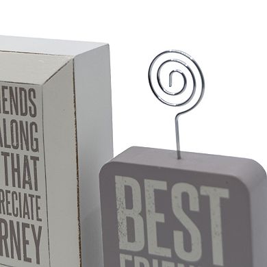 "Best Friends" Clever Caption Box & Photo Clip Table Top Decor Set