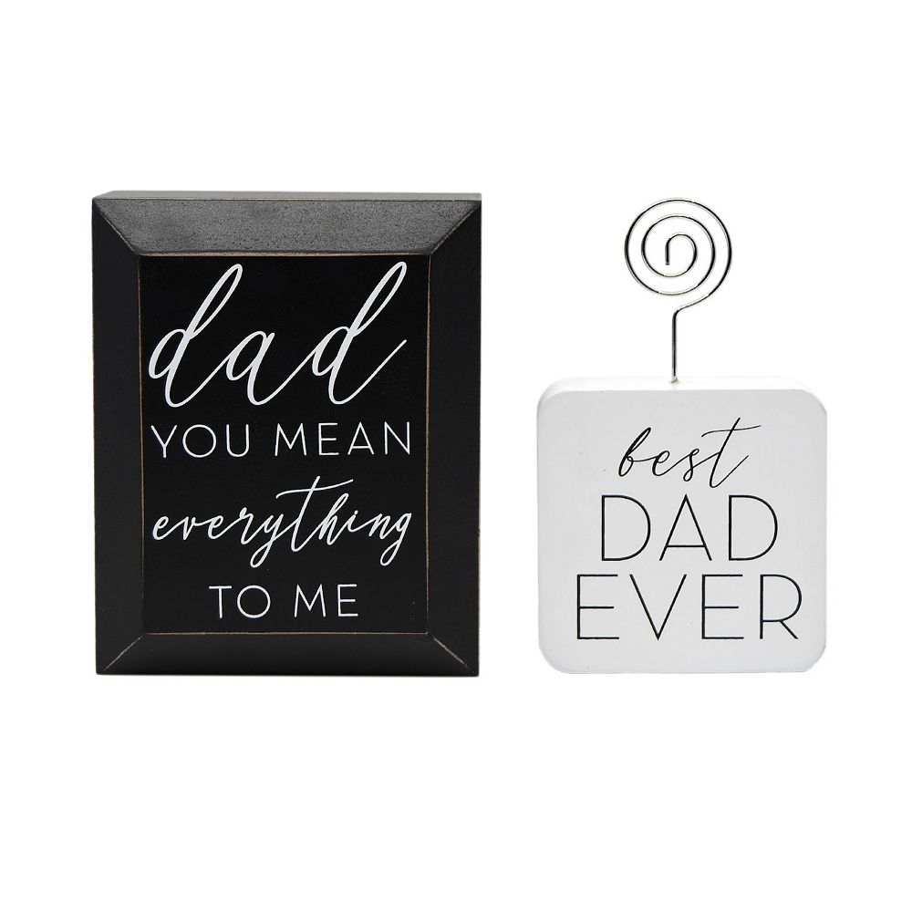 "Best Dad Ever" Clever Caption Box & Photo Clip Table Top Decor Set
