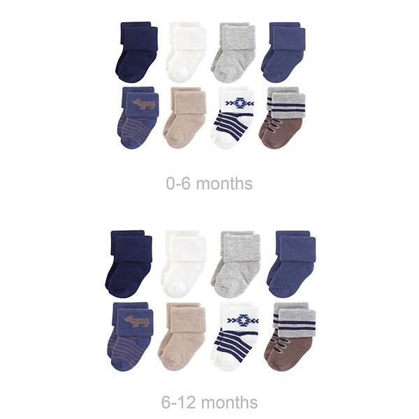 Infant Boy Grow with Me Cotton Terry Socks, Bear, 0-6 and 6-12 Months