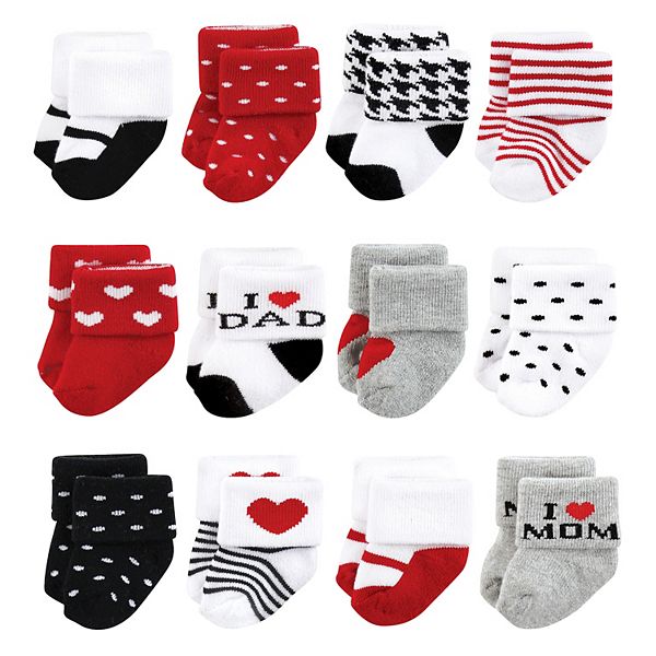 Hudson Baby Infant Girl Cotton Rich Newborn and Terry Socks, Mom and ...