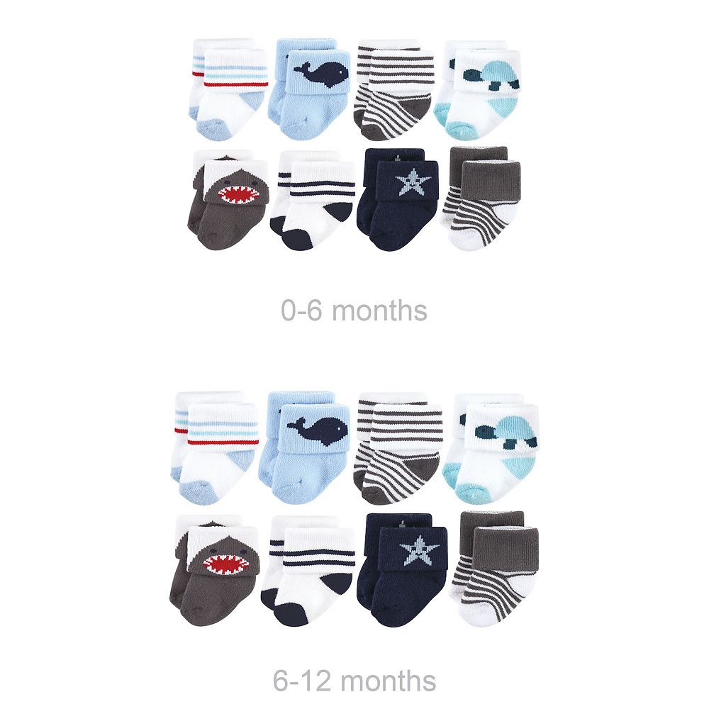 Infant Boy Grow with Me Cotton Terry Socks, Sea Creatures 8-Pack, 0-6 ...