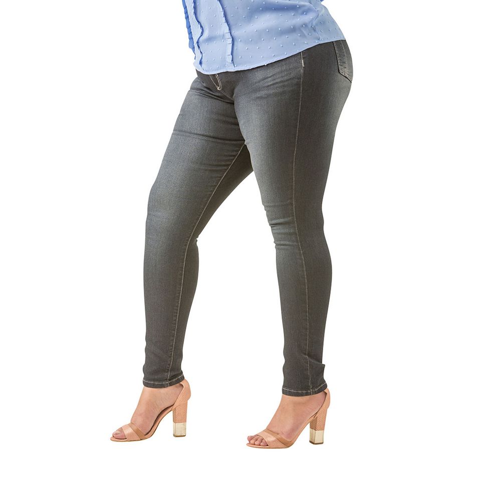 Plus Size Maya Basic Dark Handsand Wash Midrise Skinny Jeans 29" Inseam