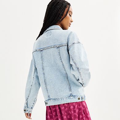 Juniors' SO® Oversized Rhinestone Denim Jacket