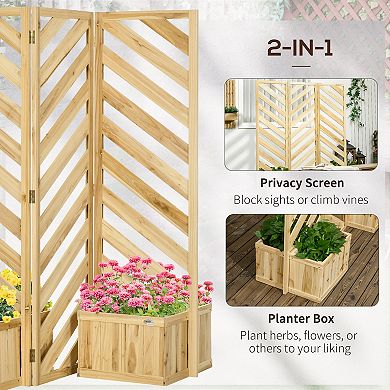 Outsunny Decorative Outdoor Privacy Screen, Freestanding Divider ...