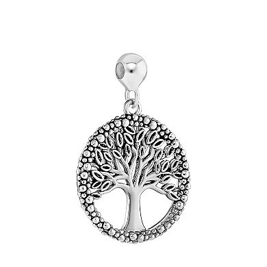 PRIMROSE Sterling Silver Polished Oxidized Family Tree Sliding Charm