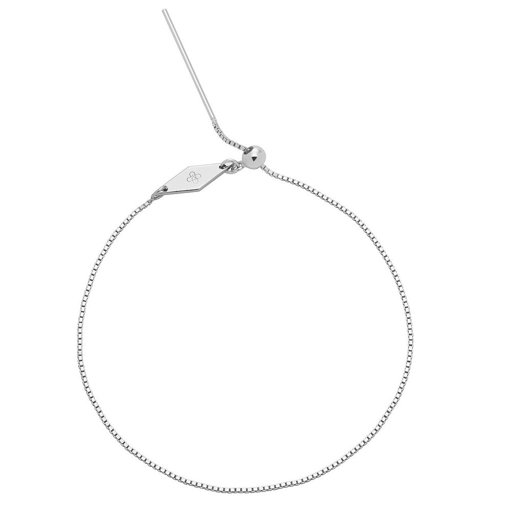 PRIMROSE Sterling Silver Adjustable Box Chain Sliding Bracelet