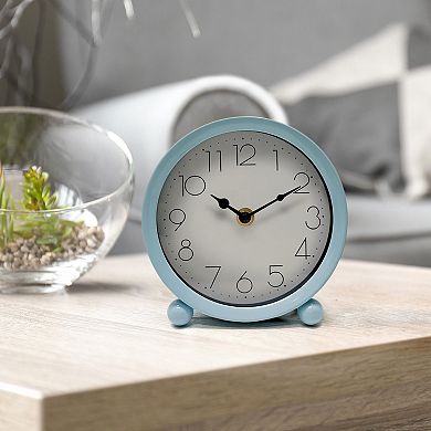 Light Blue Metal Clock Table Decor