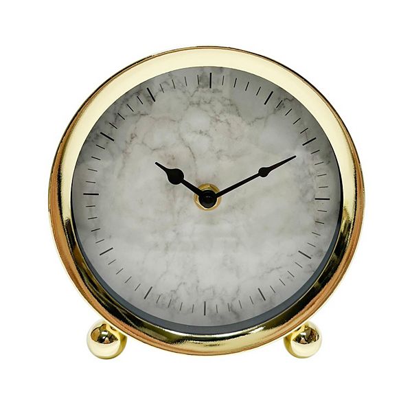 Gold Tone Metal Clock Table Decor