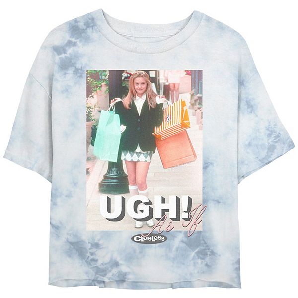 Juniors' Clueless Cher Shopping Crop Top Bombard Graphic Tee