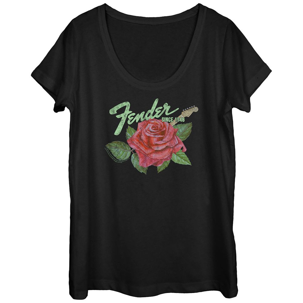 Juniors' Fender Rose Logo Since 1946 Scoop Neck Graphic Tee