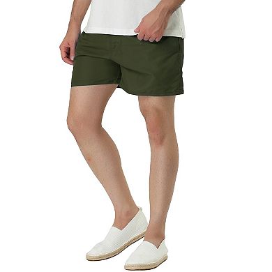 Men's Summer Solid Color Drawstring Mesh Lining Beach Swim Shorts