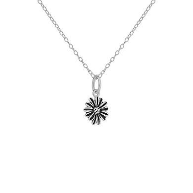 PRIMROSE Sterling Silver Oxidized Daisy Pendant Necklace
