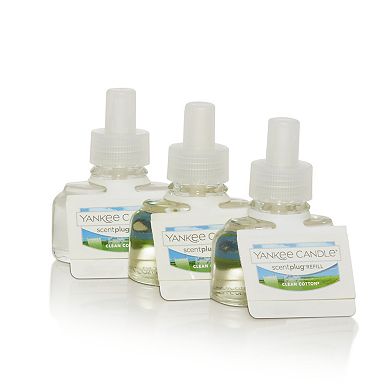 Yankee Candle Scent-Plug Diffuser Base Starter Kit 3-piece Clean Cotton® Fragranced Electric Refills
