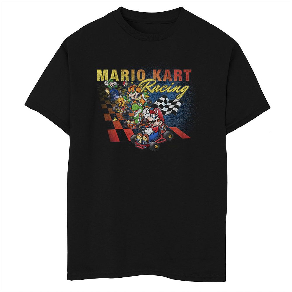 Boys 8-20 Mario Kart Racing Checker Flag Portrait Tee