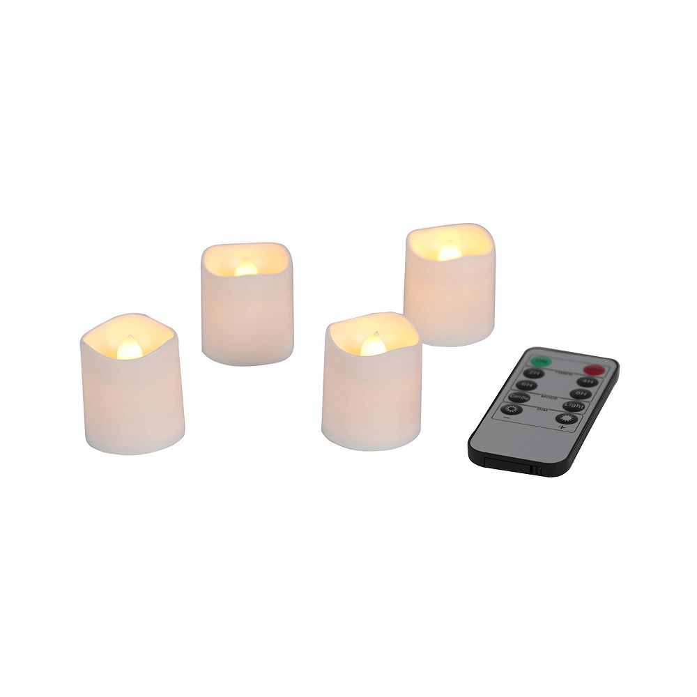 Mikasa 4-Piece White Flickering LED Votive Light Set with Remote