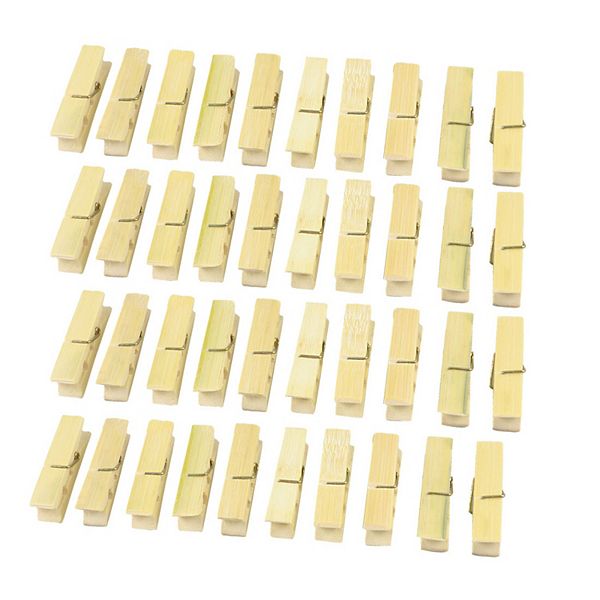 Household Laundry Natural Wood Beige Clothes Pins Pegs Hanging Clips 40 Pcs