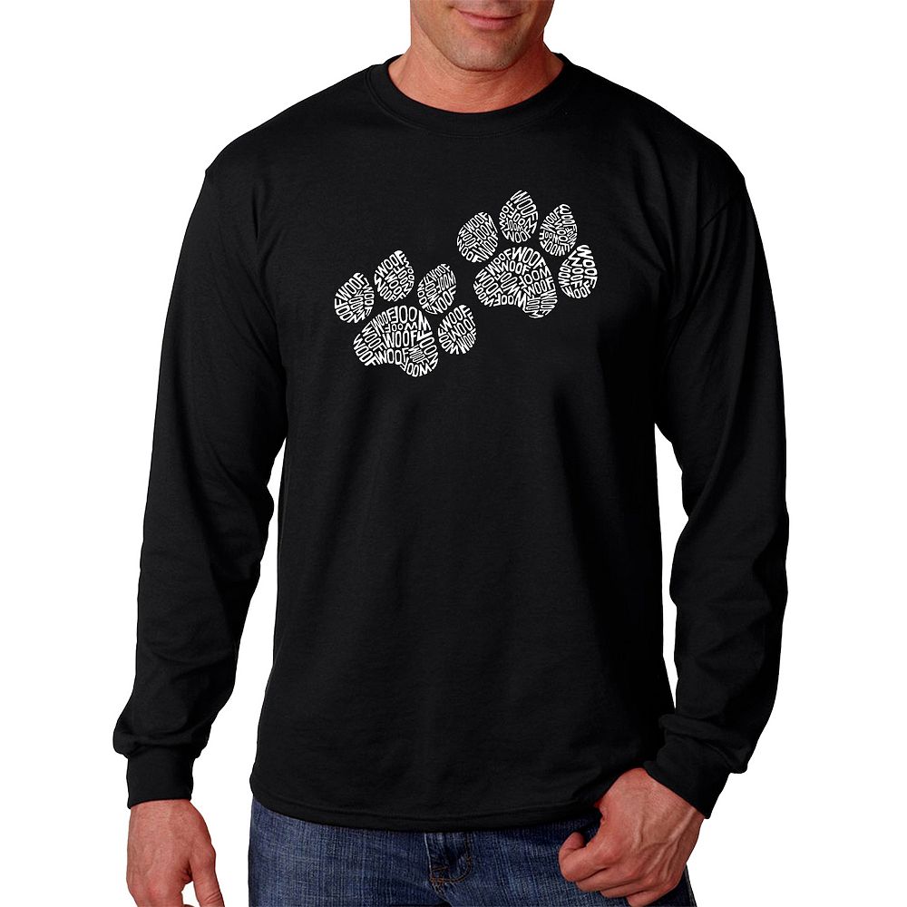Woof Paw Prints - Men's Word Art Long Sleeve T-shirt