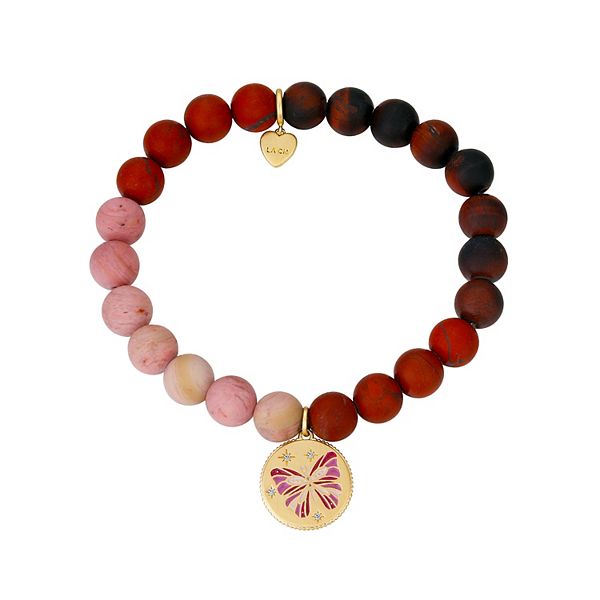 Love This Life® 14k Gold Plated Gemstone Bead & Butterfly Charm Stretch ...