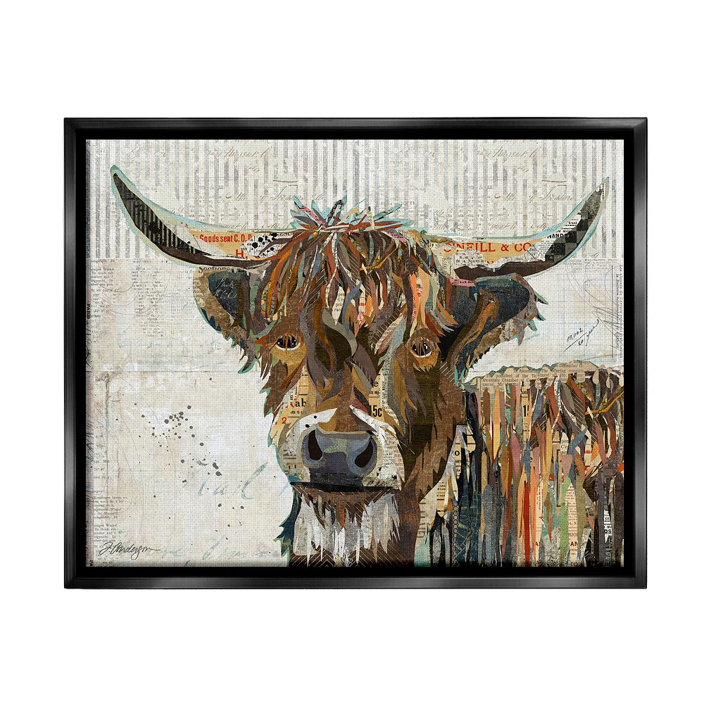 Stupell Home Decor Highland Cattle Cow Collage Portrait Framed Wall Art