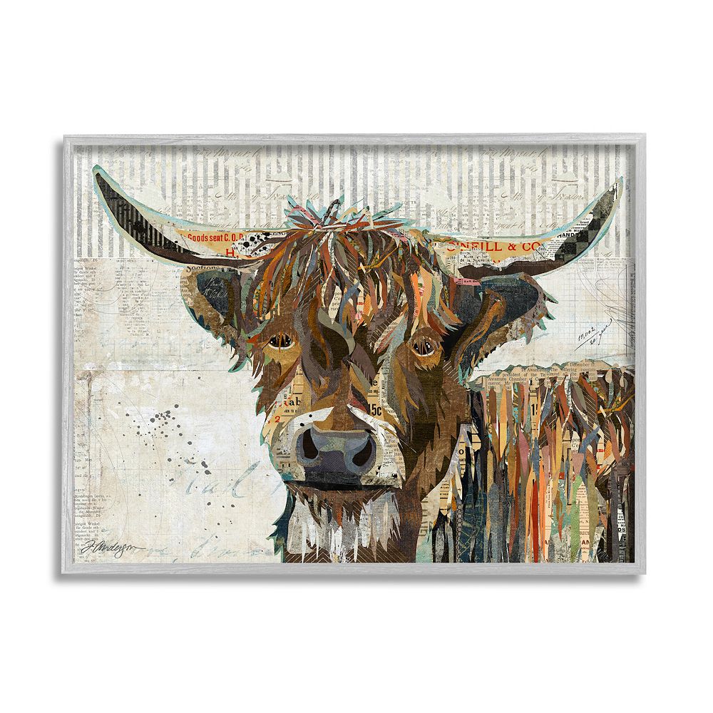 Stupell Home Decor Highland Cattle Cow Collage Portrait Framed Wall Art