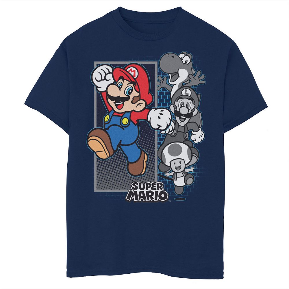 Boys Super Mario Group Shot Grey Gamers Graphic Tee