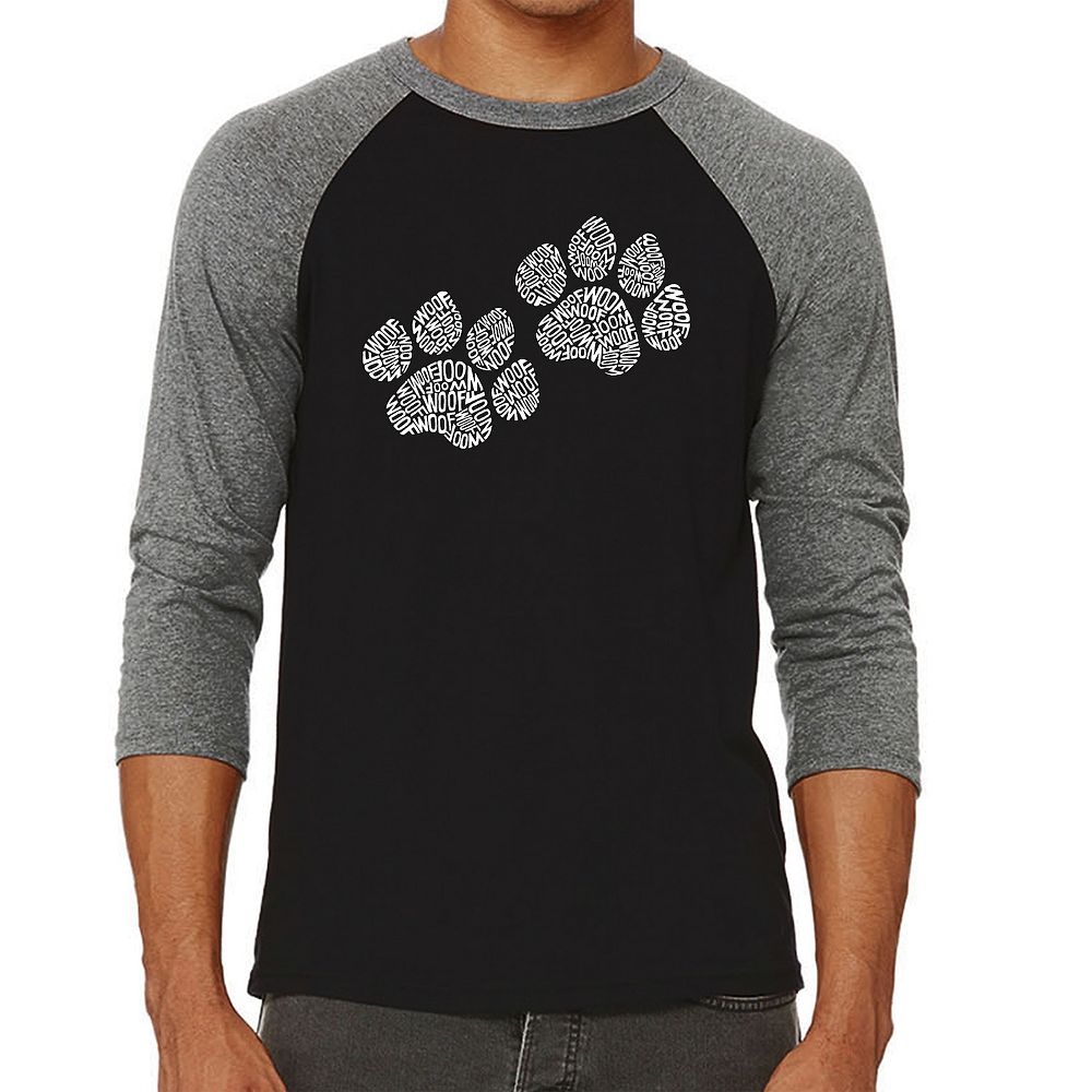 Woof Paw Prints - Men's Raglan Baseball Word Art T-shirt