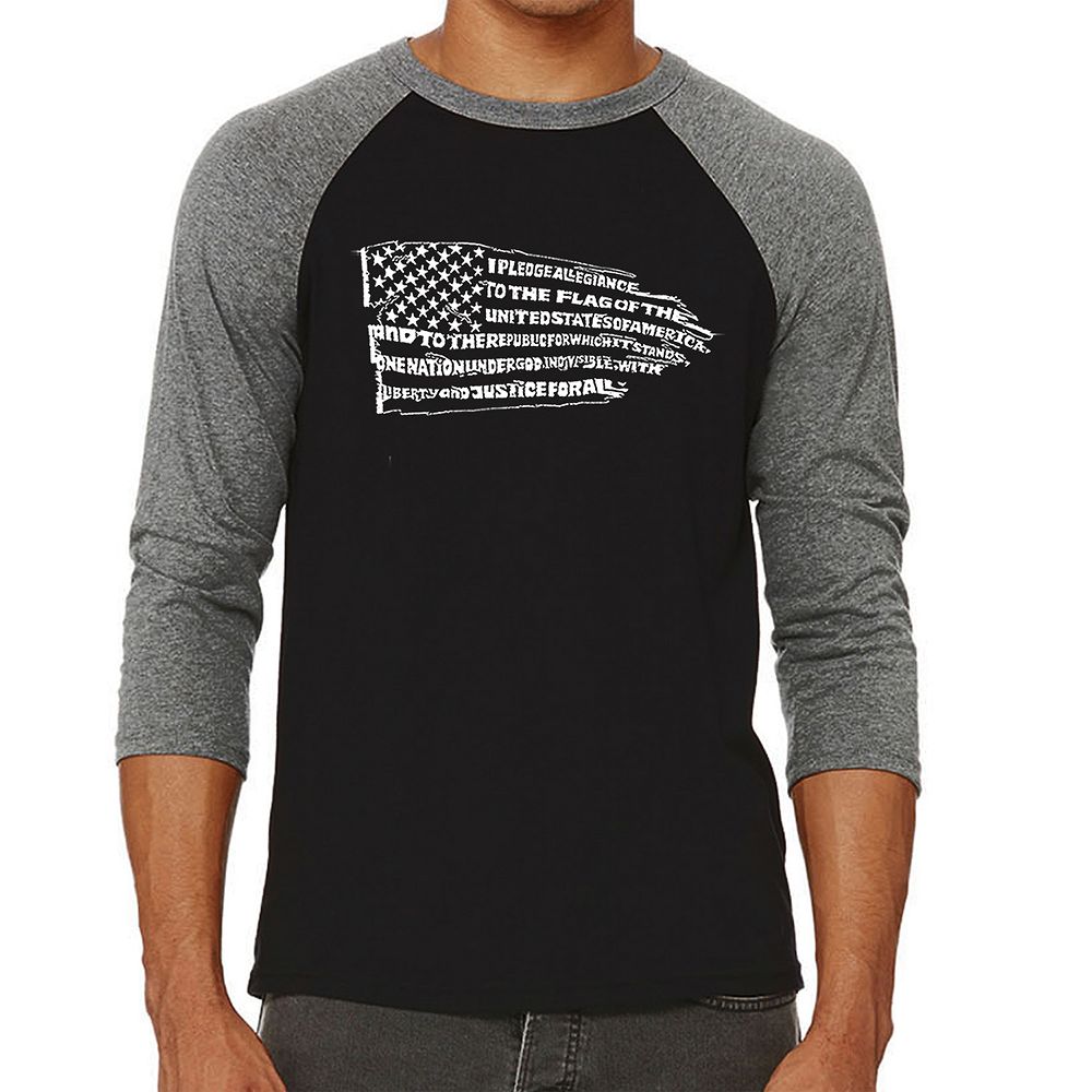 Pledge of Allegiance Flag - Men's Raglan Baseball Word Art T-shirt