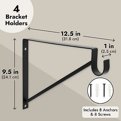 4 Pack Metal Closet Hanging Shelf Rod Bracket Holder And Support