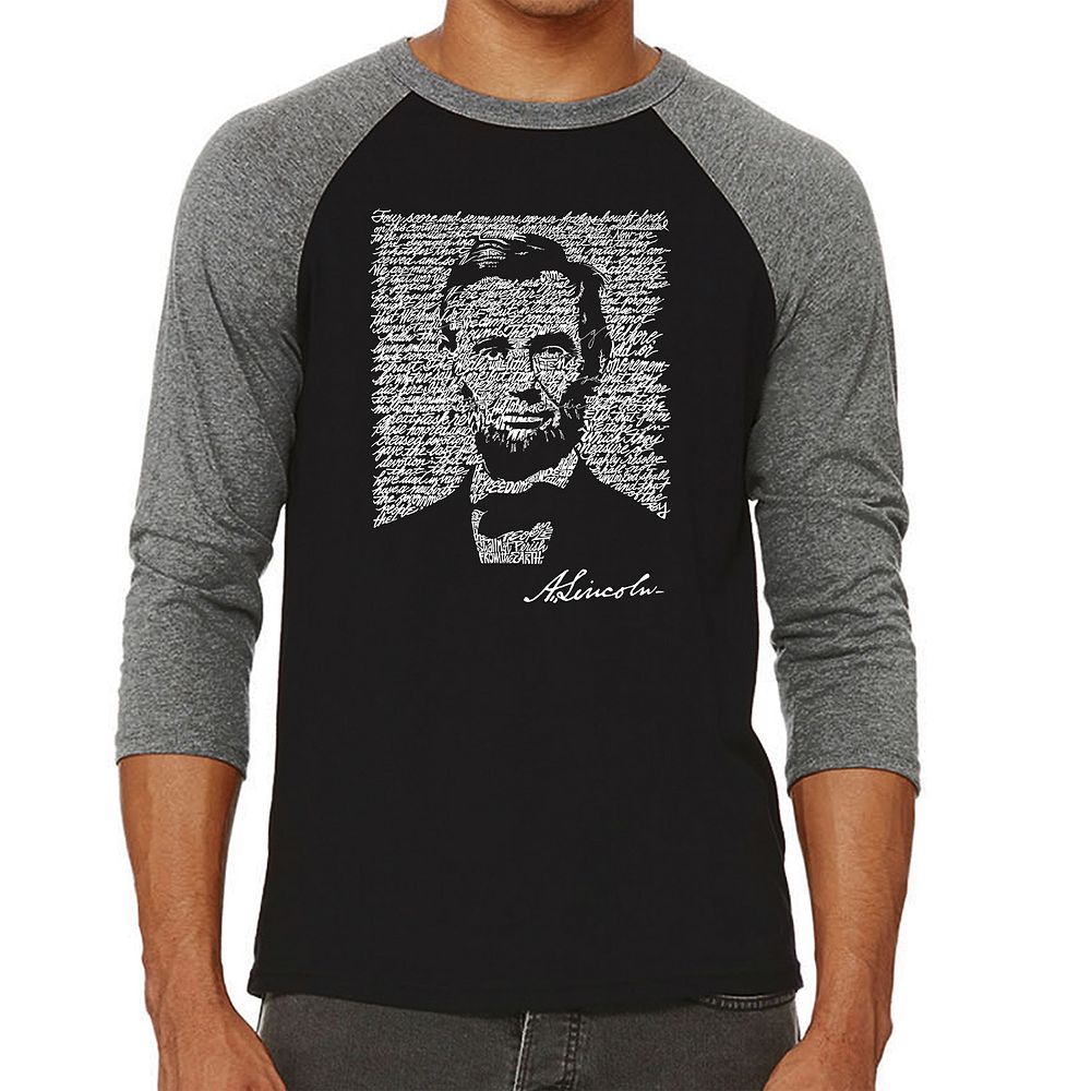 ABRAHAM LINCOLN - GETTYSBURG ADDRESS - Men's Raglan Baseball Word Art T ...
