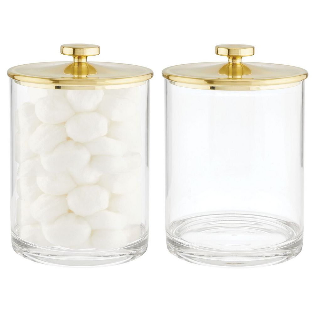 mDesign Large Plastic Bathroom Apothecary Canister Jar, 2 Pack, Clear ...