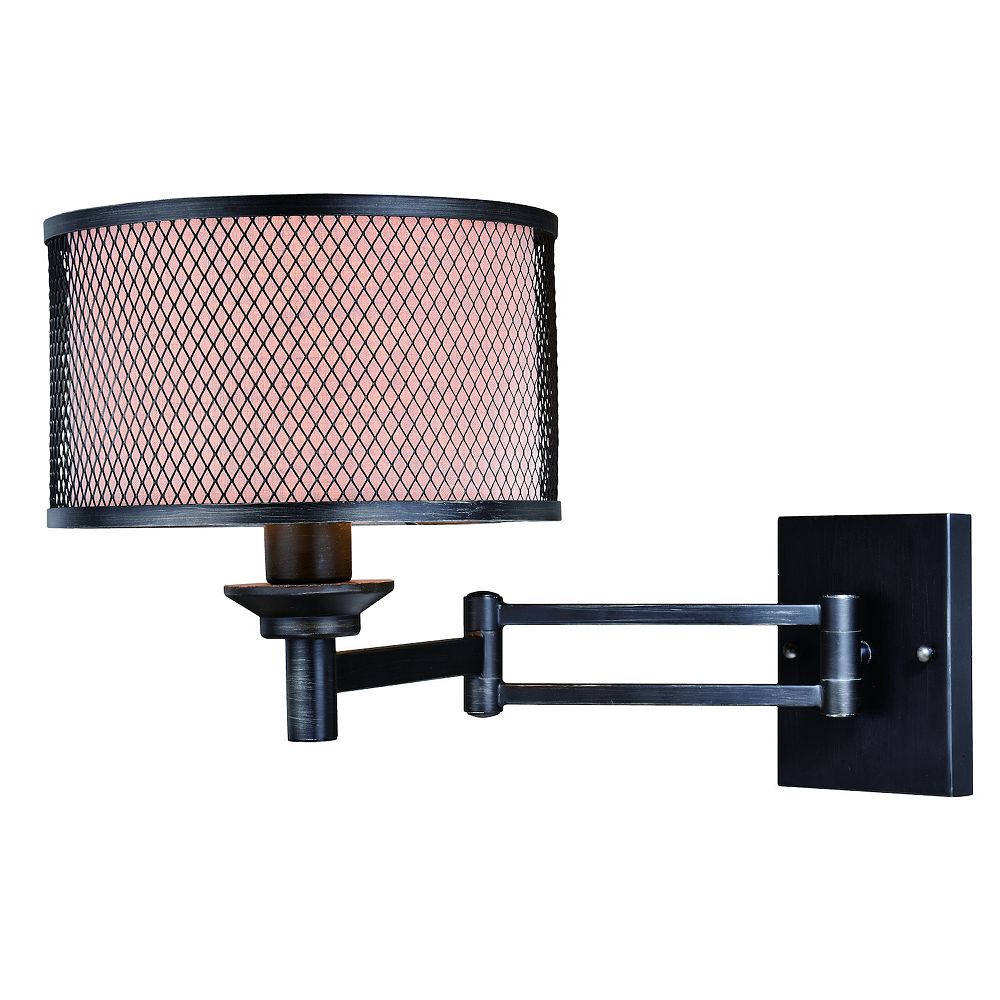 Polk Plug-In Motion Sensor On-Off Swing Arm Wall Lamp Mesh Metal and ...