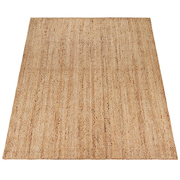 Hand-Woven Jute Rug with Jute Fibers Boho Design in Nature Brown