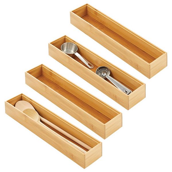 mDesign Stackable 15" Long Wooden Bamboo Drawer Organizer - 4 Pack ...