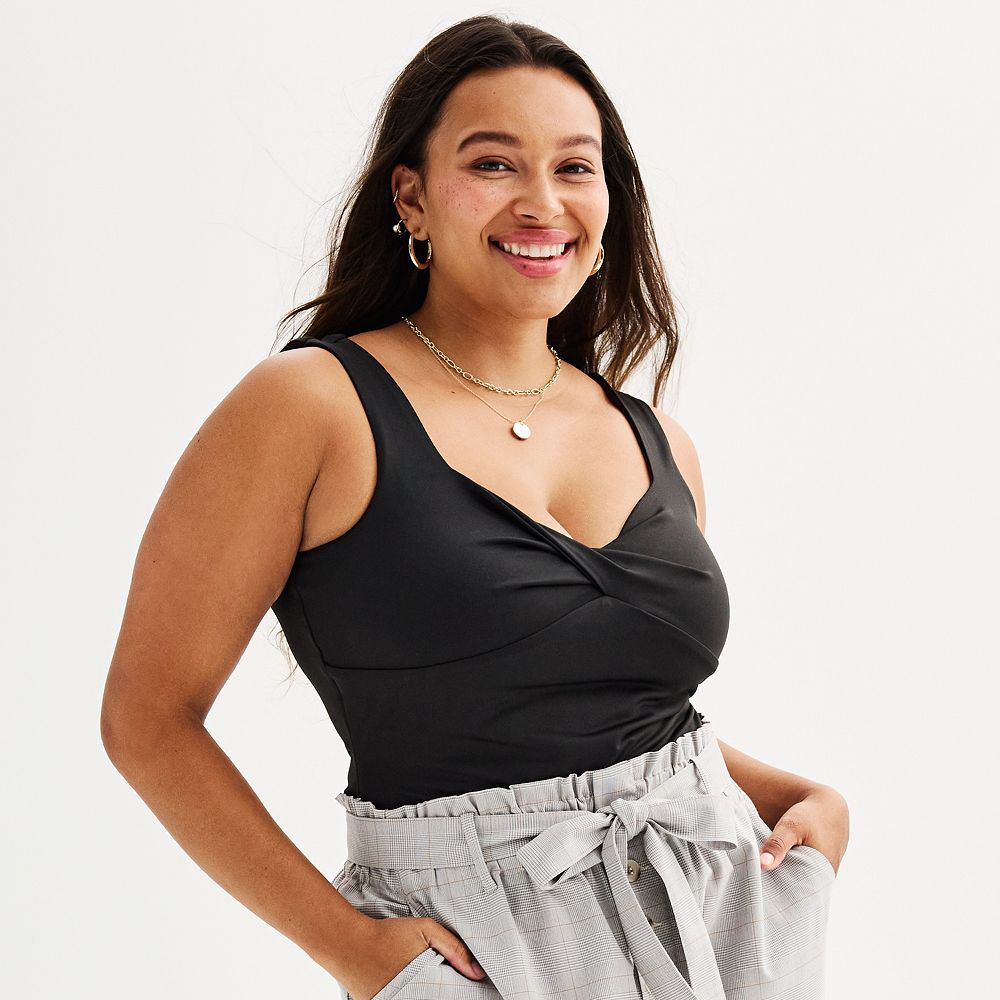 Juniors' Plus Size SO® Contour Twist Front Bodysuit