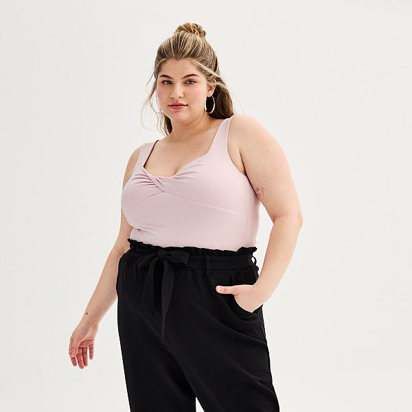 Juniors' Plus Size SO® Contour Twist Front Bodysuit