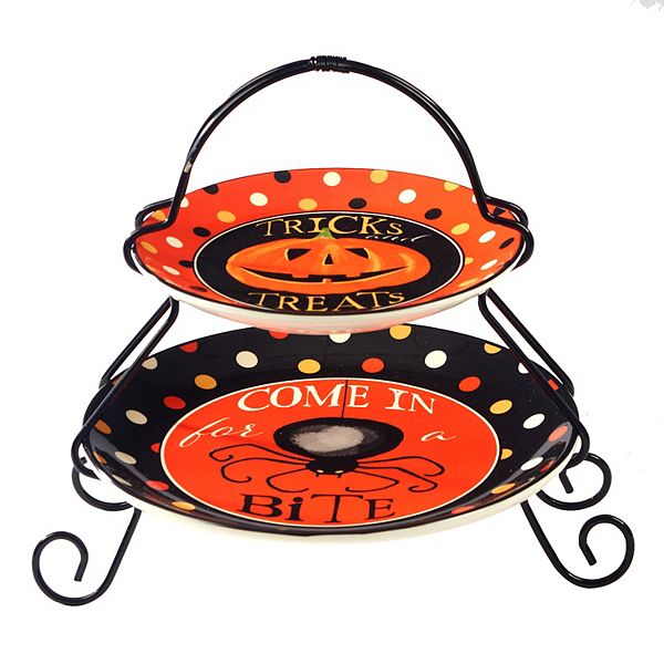 Certified International Spooky Halloween 2-Tiered Serving Tray