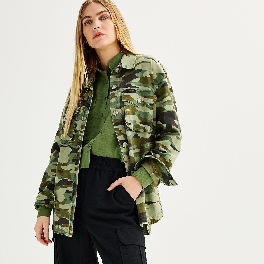 Women's INTEMPO™ Camo Print Oversized Twill Shirt Jacket